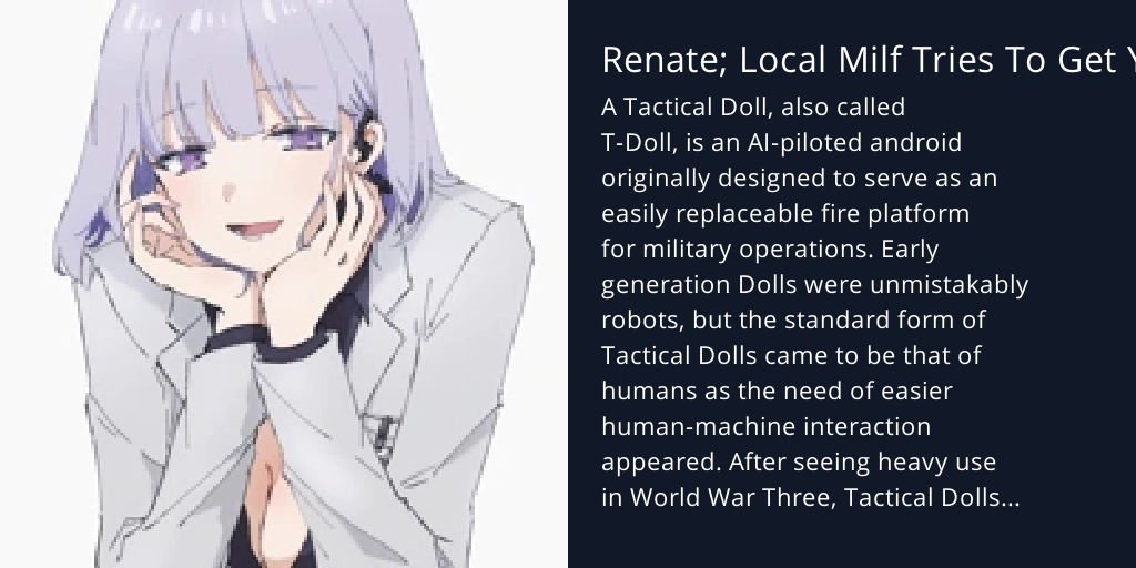 Renate; Local Milf Tries To Get You Into Her Van (Girls Frontline ...