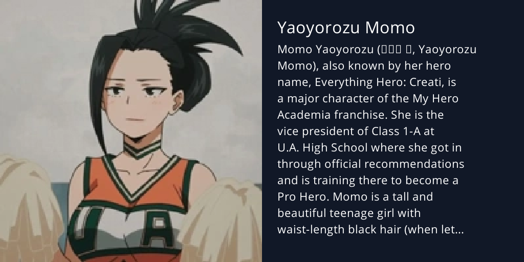 Yaoyorozu Momo - Bot Profile